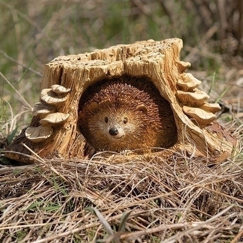 6" Hedgehog in Log Statue – Country Treasures